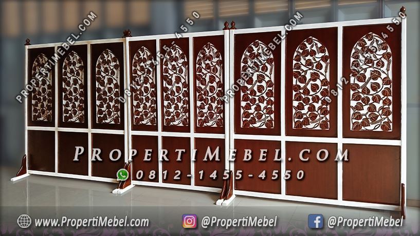 Sketsel Partisi Kayu Jati Ukir Motif Daun | PROPERTI MEBEL