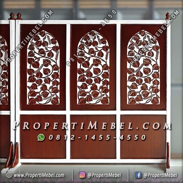Sketsel Partisi Kayu Jati Ukir Motif Daun | PROPERTI MEBEL