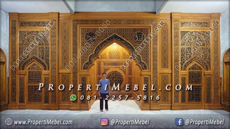 Mihrab Masjid Mewah Kayu Jati Kaligrafi | PROPERTI MEBEL